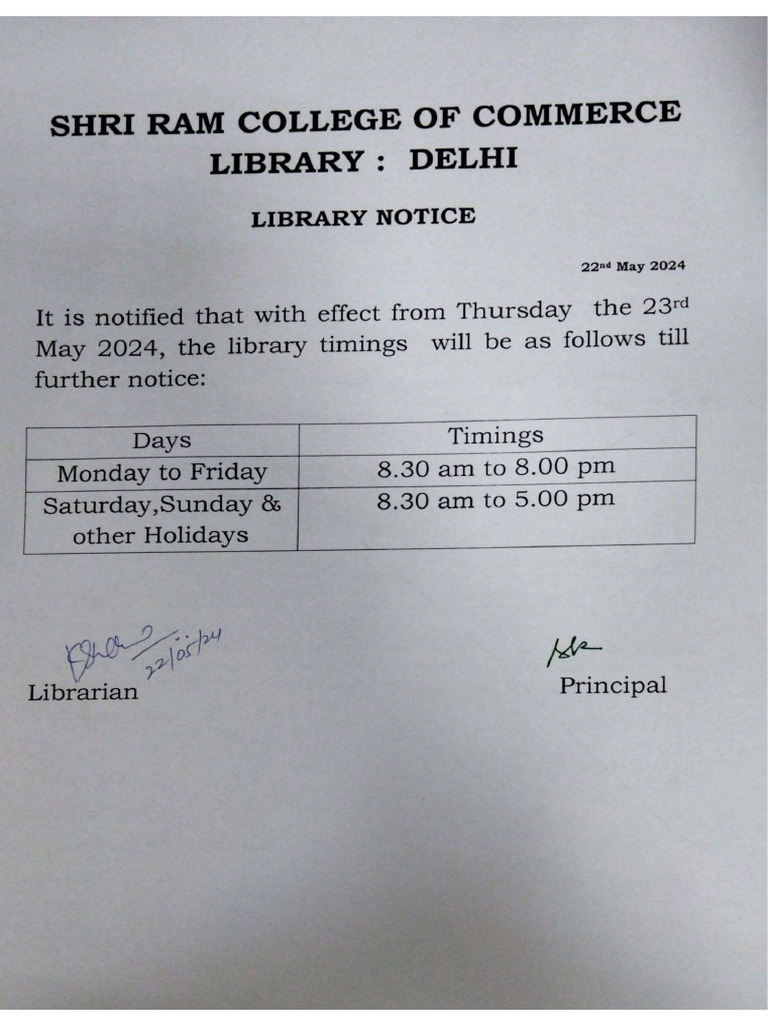 Library Notice Foropeninglibraryduringexamination | PDF