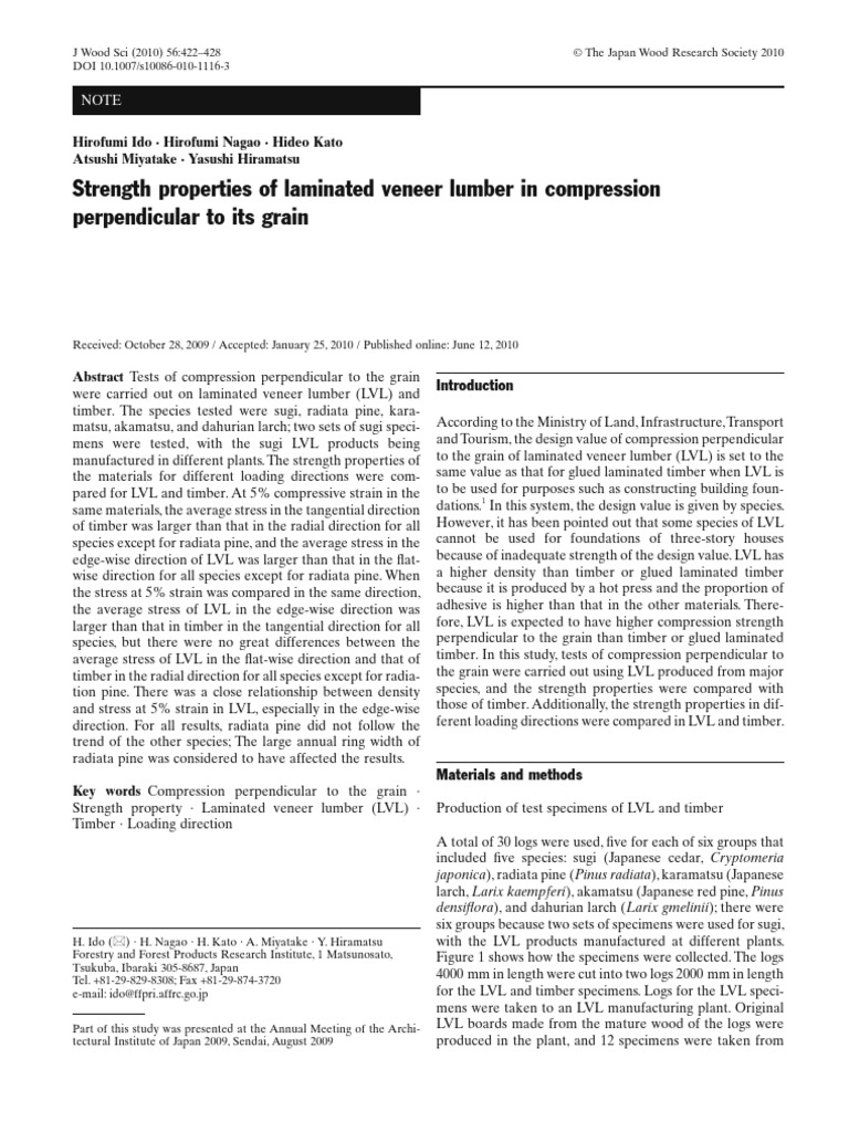 Strength Properties of Laminated Veneer Lumber in Compression ...