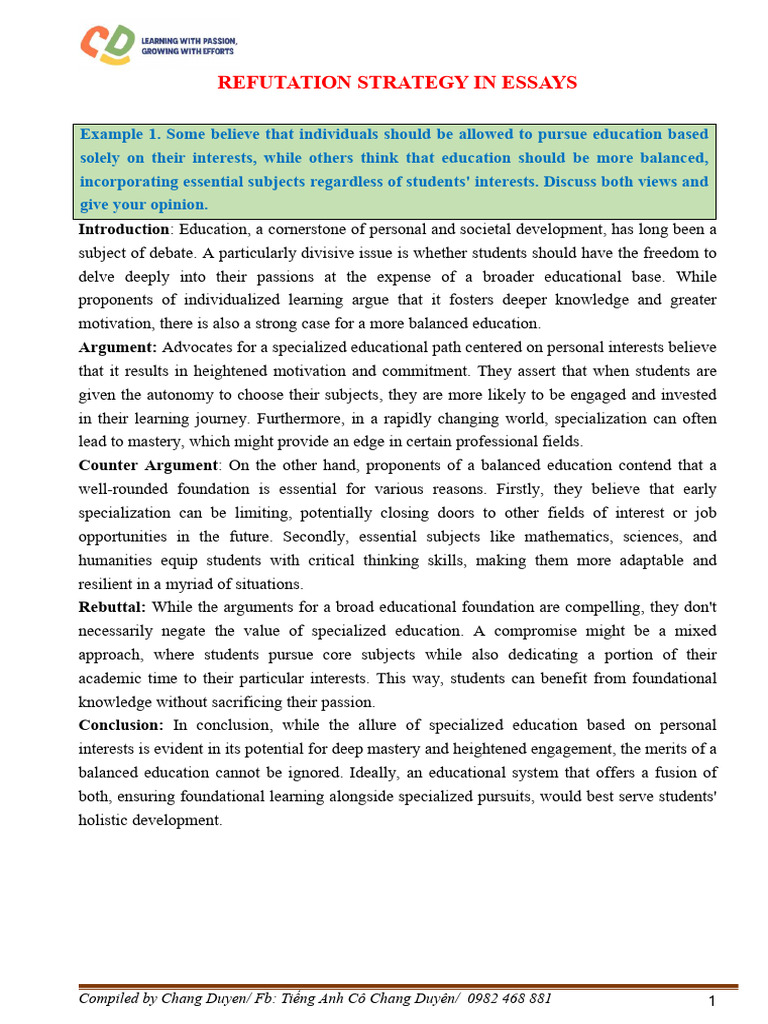 Refutation Strategy in Essays | PDF | Learning | Internet