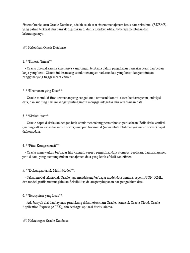 Kelebihan & Kekurangan Oracle & ACMS | PDF