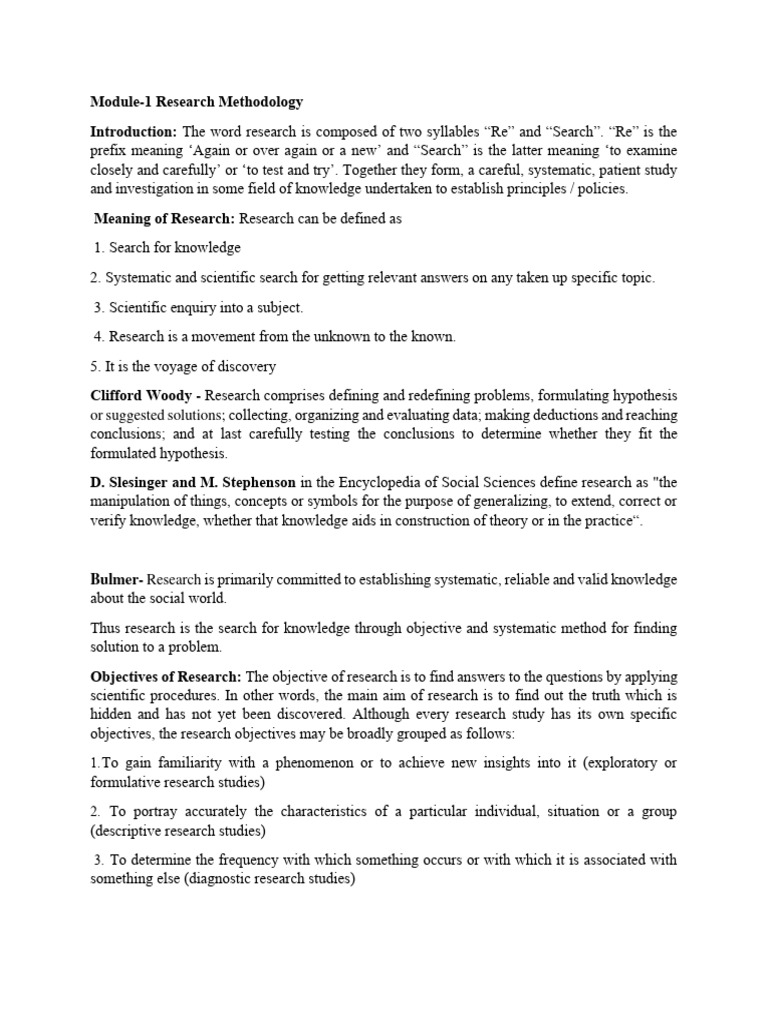 Research Methodology Notes | PDF | Methodology | Experiment