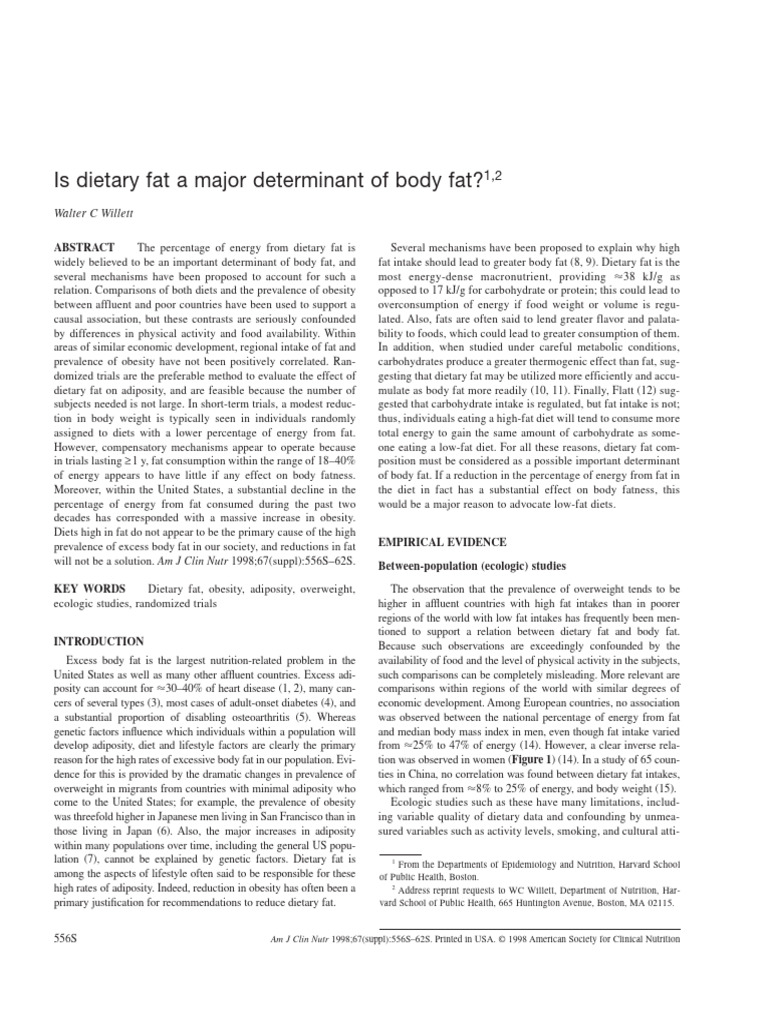 Is Dietary Fat A Major Determinant of - 1998 - The American Journal of ...