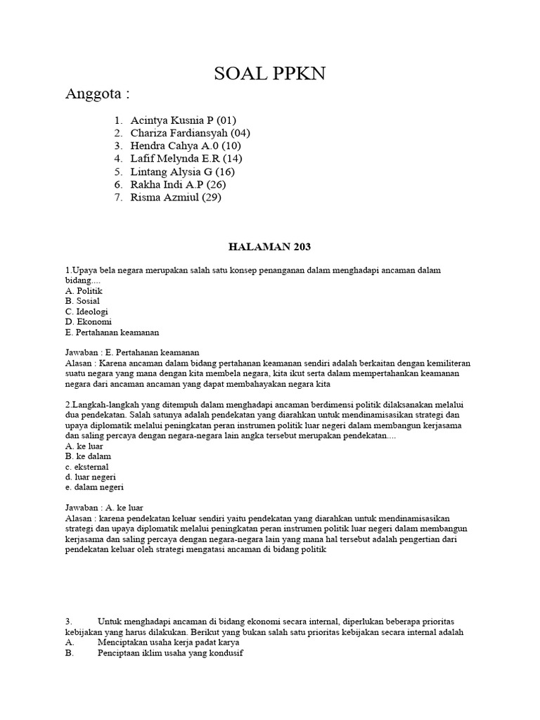 Soal PPKN Kel 4 | PDF