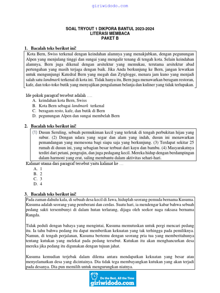 Literasi Membaca - To Aspd Dikpora Paket 02 TH 2023 | PDF | Fiksi Umum