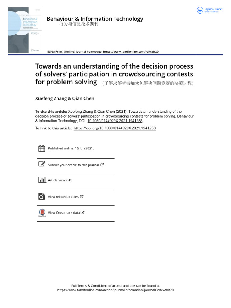 3 Towards An Understanding of The Decision Process of Solvers Participation in Crowdsourcing ...