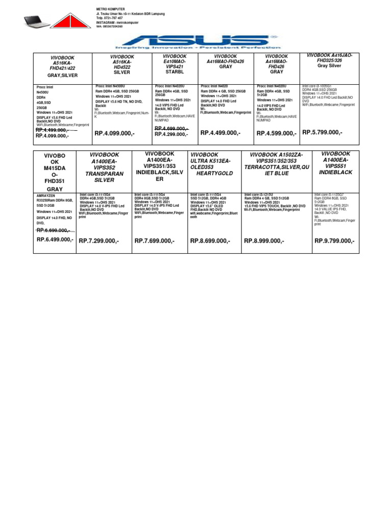 Metro Komputer Asus | PDF | Computer Engineering | Computing