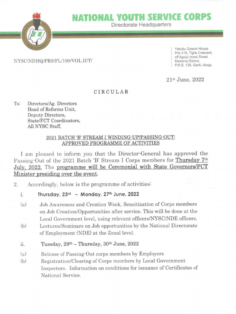 2021 Batch B Stream I Passing-Out Programme | PDF