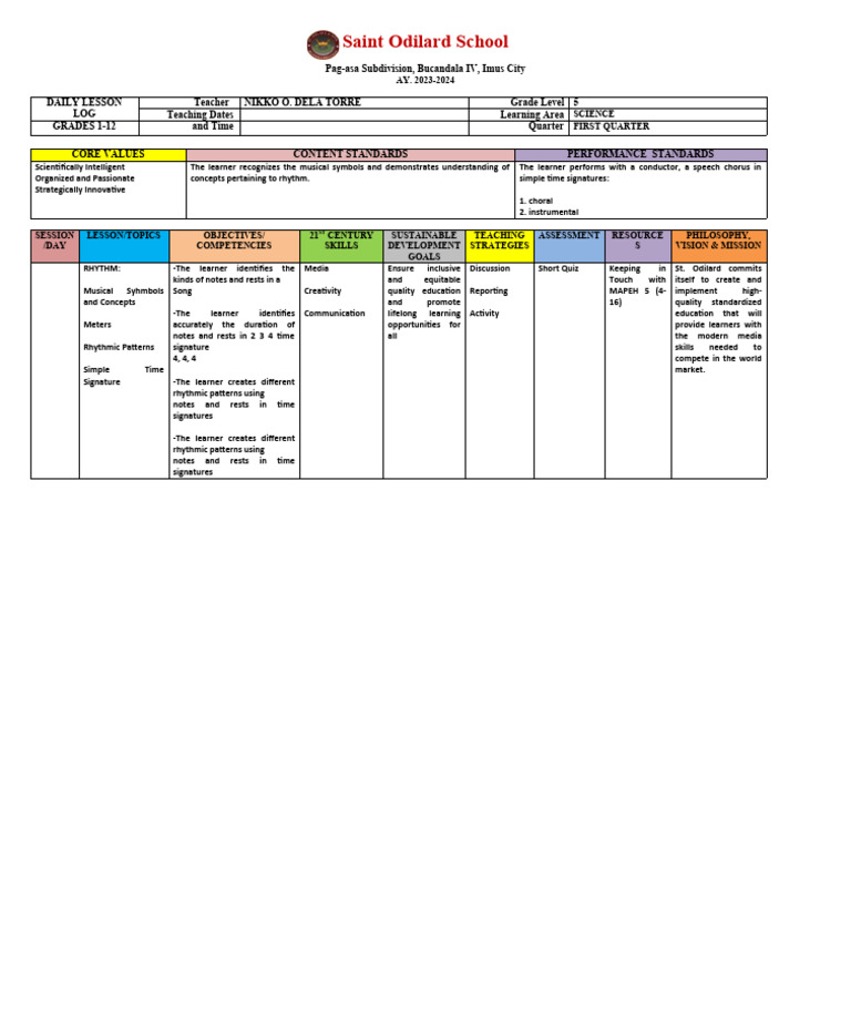 English - LP (General Sub g5) | PDF | Learning | Rhythm