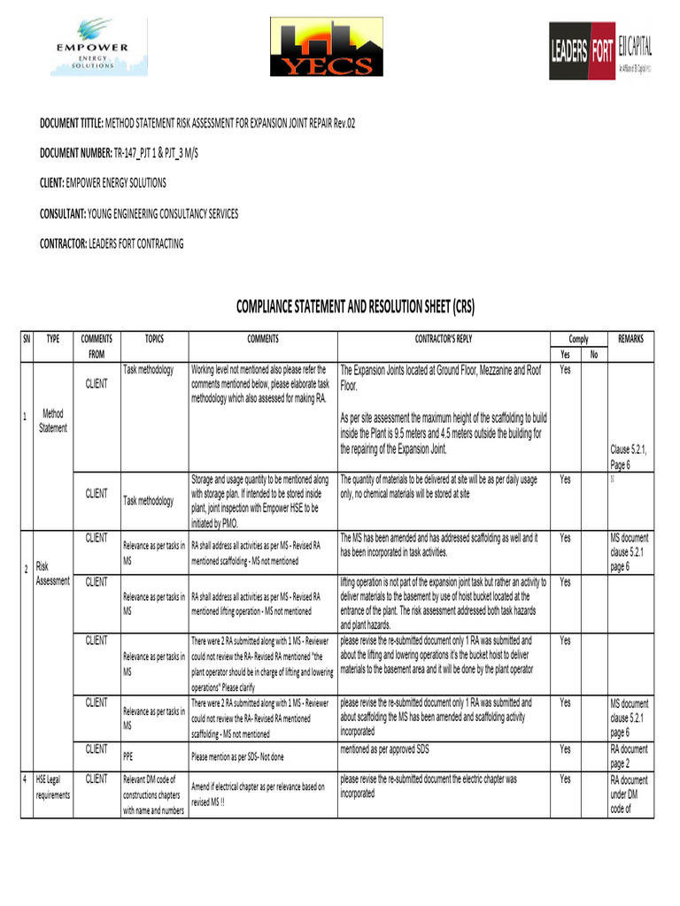 Expansion Joint Repair CRS | PDF