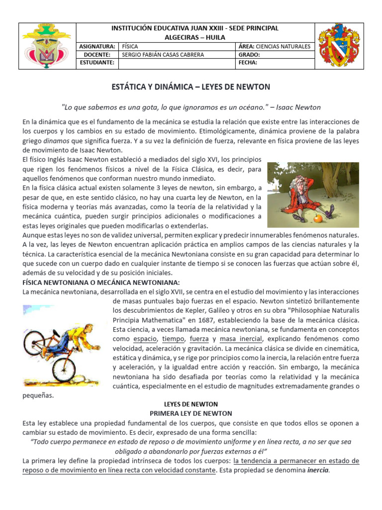 Leyes de Newton en Física Clásica | PDF | Fuerza | Masa