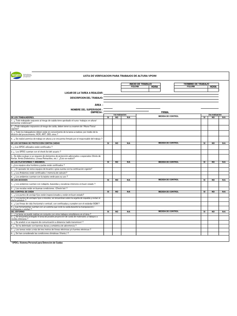 Lista de Verificación para Trabajos en Altura | PDF