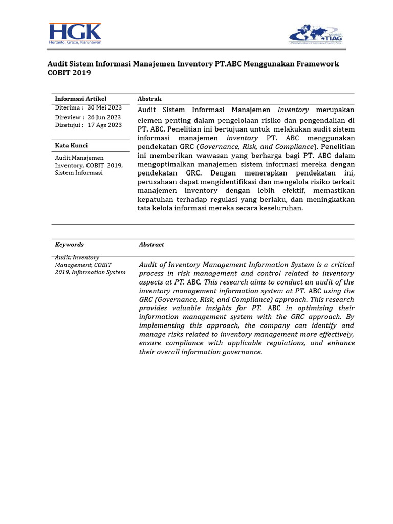Contoh Audit - Sistem - Informasi - Manajemen - Inventory - PTABC - M ...