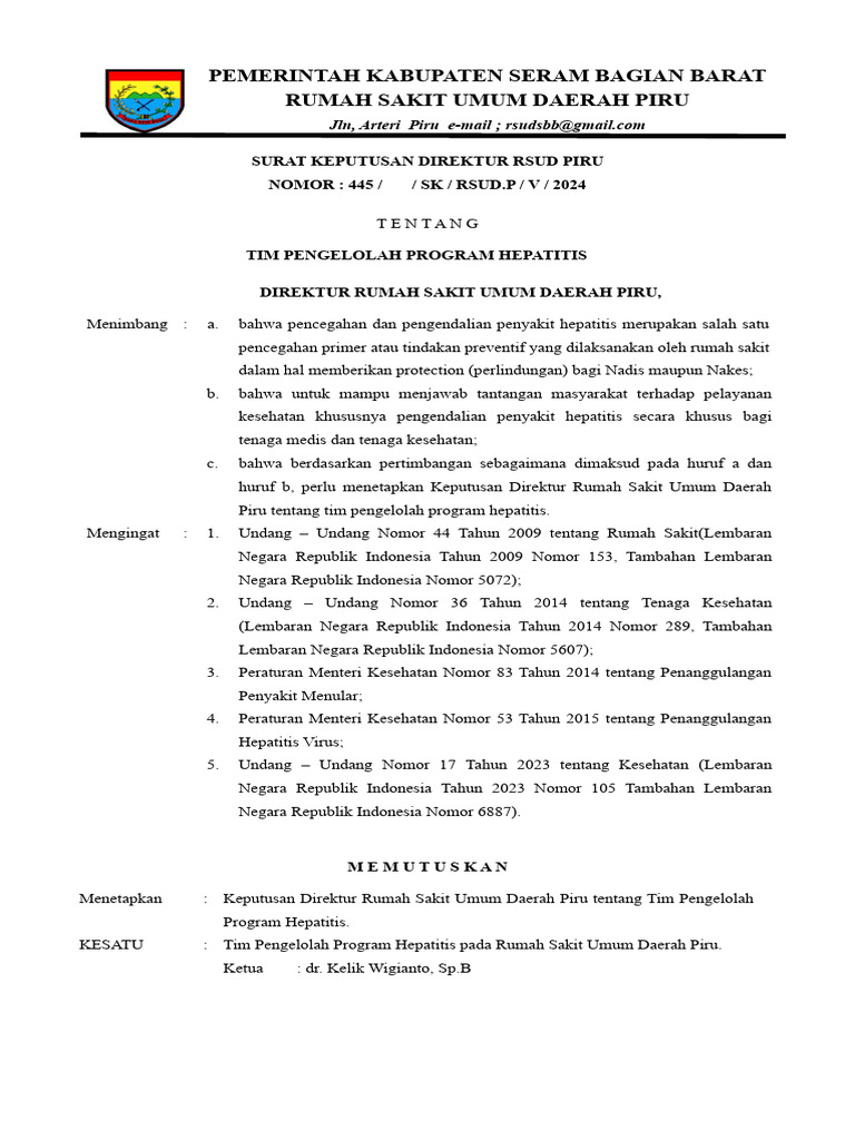 Tim Pengelola Hepatitis RSUD Piru | PDF