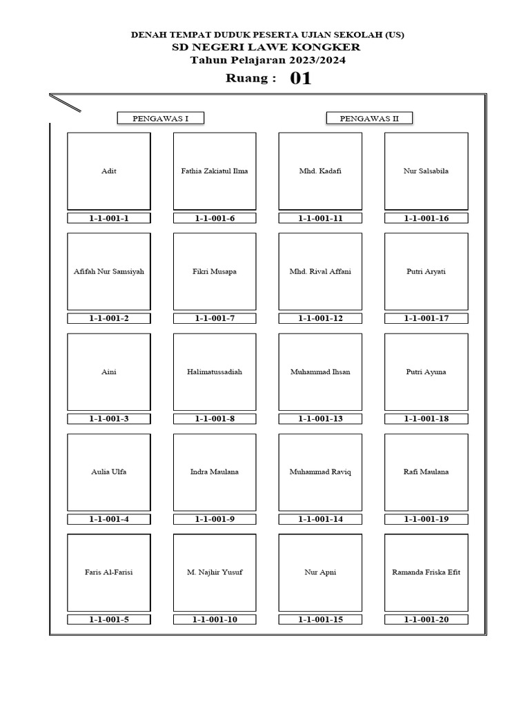 Denah Us SDN Lawe Kongker | PDF
