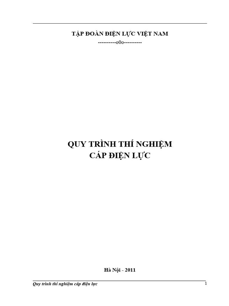 Quy Trinh Thi Nghiem Cap Dien Luc | PDF