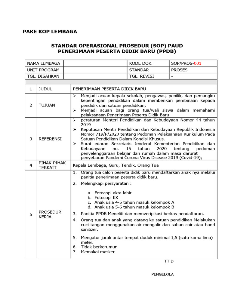 Contoh SOP PPDB | PDF