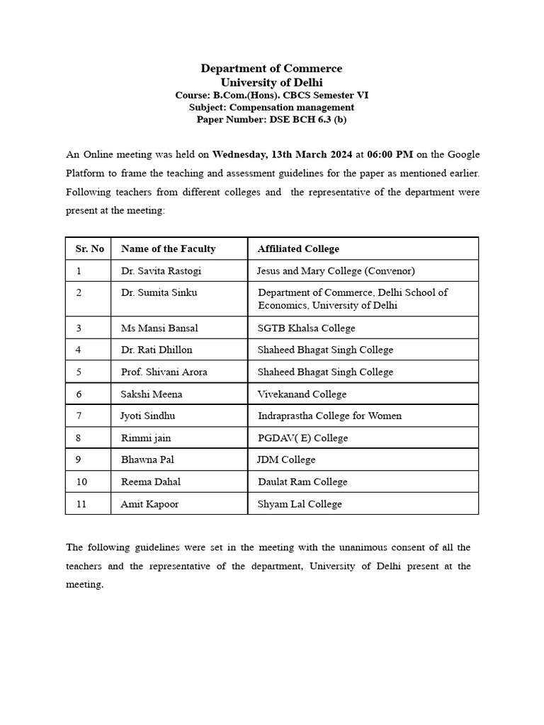 Draft Guidelines Compensation Management 17.3.24 | PDF | Industrial And ...