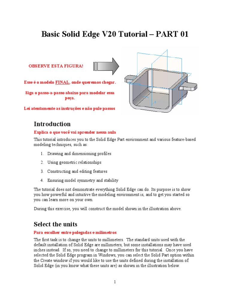 Aula 02 - E - Basic Solid Edge V20 Tutorial - Part 01 | Download Free ...