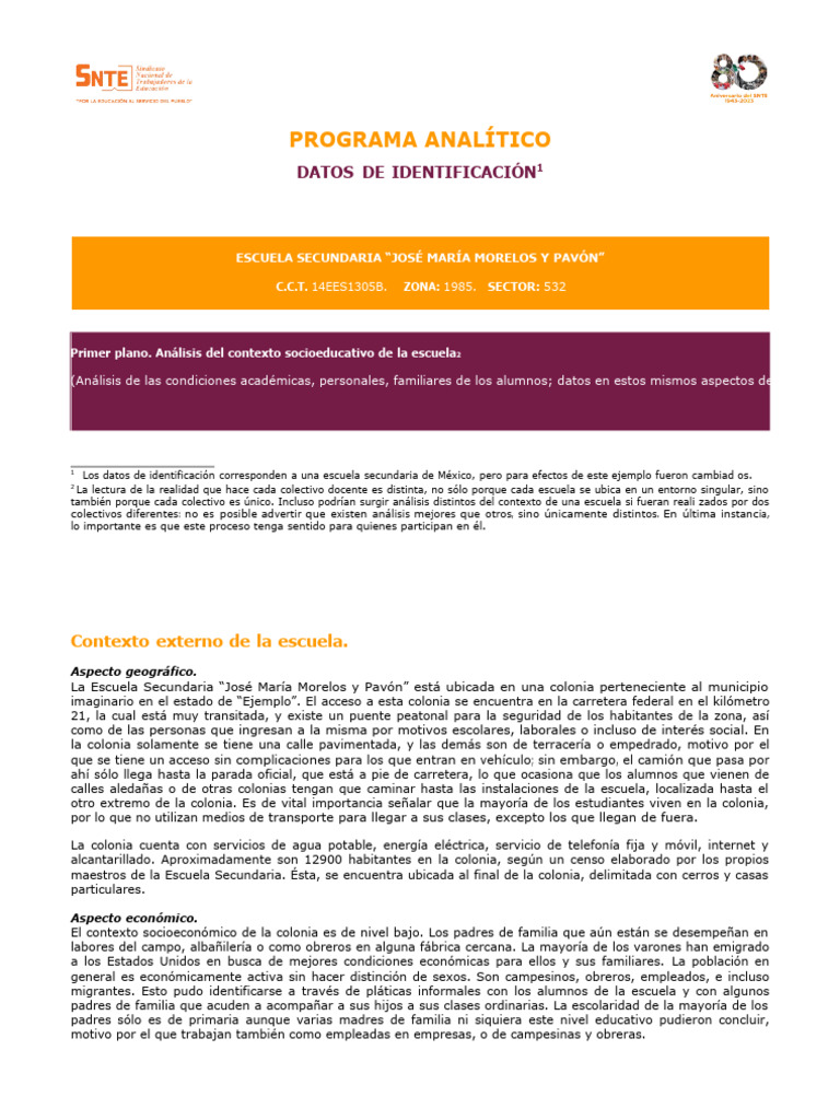 Ejemplo Programa Analitico Con Plano Didactico Secundaria | PDF | Aprendizaje | Violencia