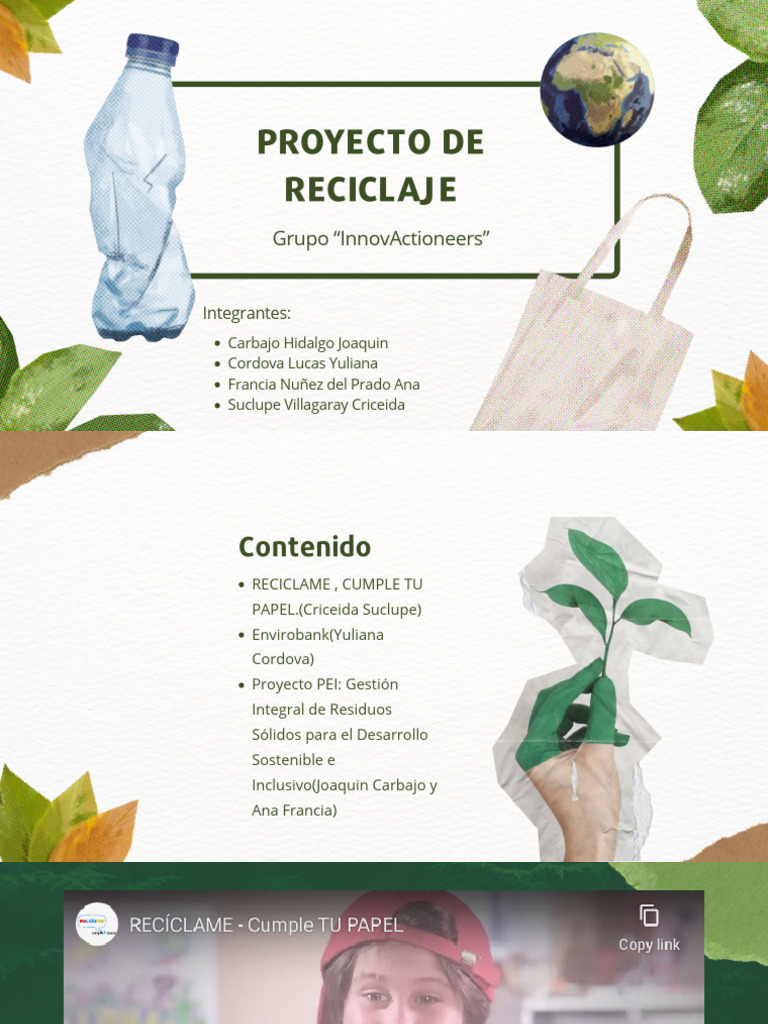 Proyecto De Reciclaje Pdf Residuos Reciclaje