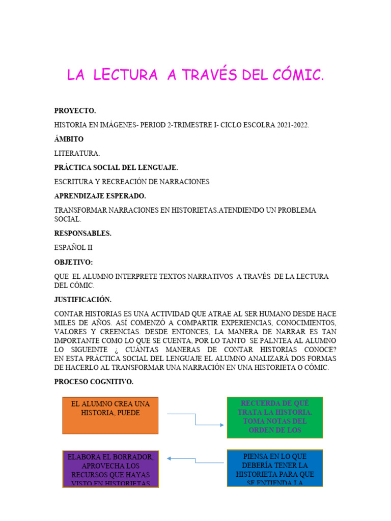 Proyecto-Cómic-Periodo 2-Trim 1. | PDF | Cómics | Narración