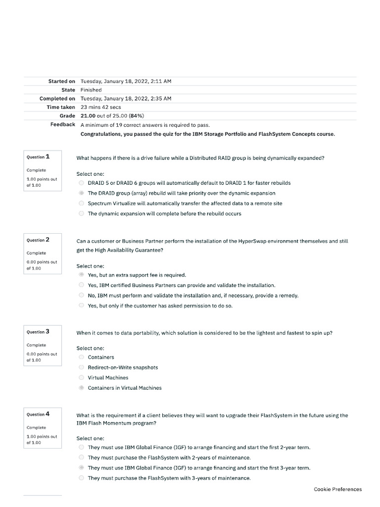 Fundamental FlashSystem Concepts Quiz | PDF | Computer Data Storage | Solid State Drive