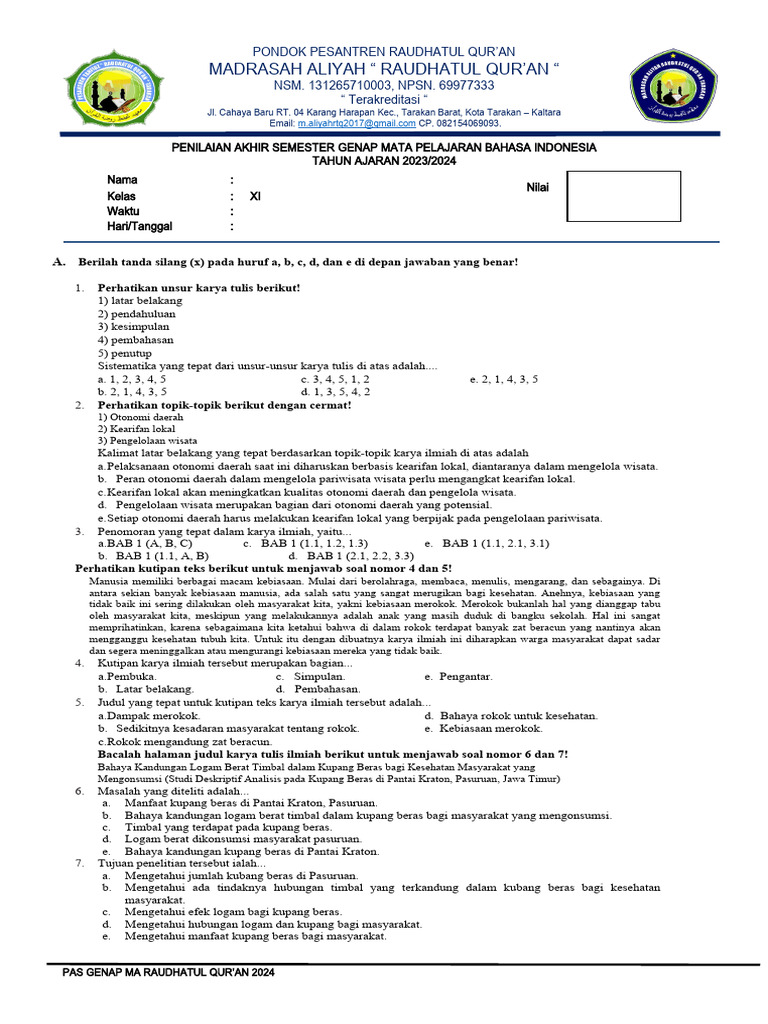 B.indo Xi Pas Genap 2024 | PDF