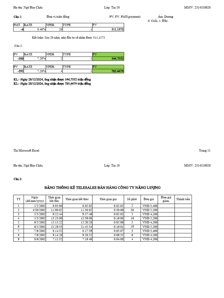 Luyện Đề Excel 1,2 | PDF