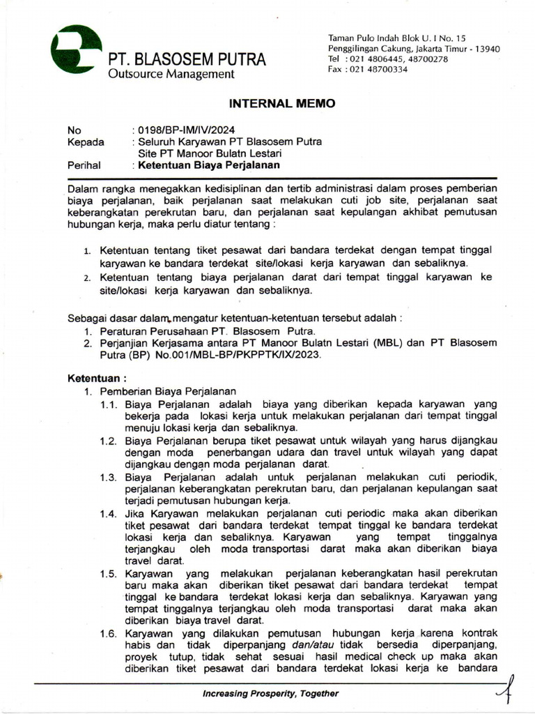 Internal Memo - Tiket Perjalanan | PDF