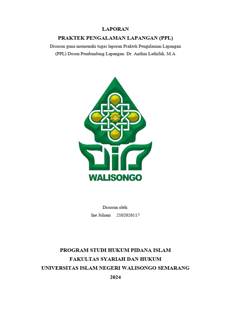 Laporan PPL Hukum Pidana Islam 2024 | PDF