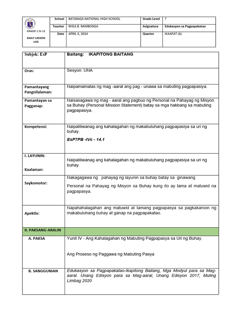 4th Quarter COT | PDF