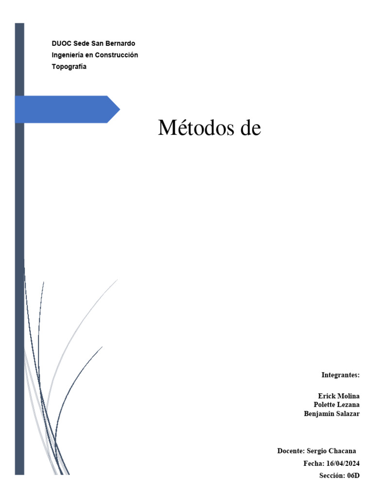 Metodos De Nivelacion Topografica Pdf Topografía