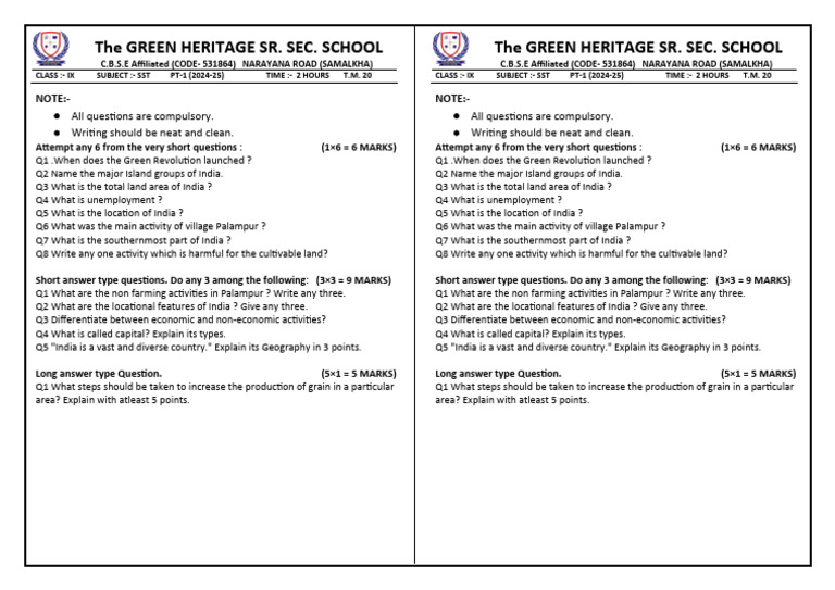 The Green Heritage Sr. Sec. School The Green Heritage Sr. Sec. School | PDF