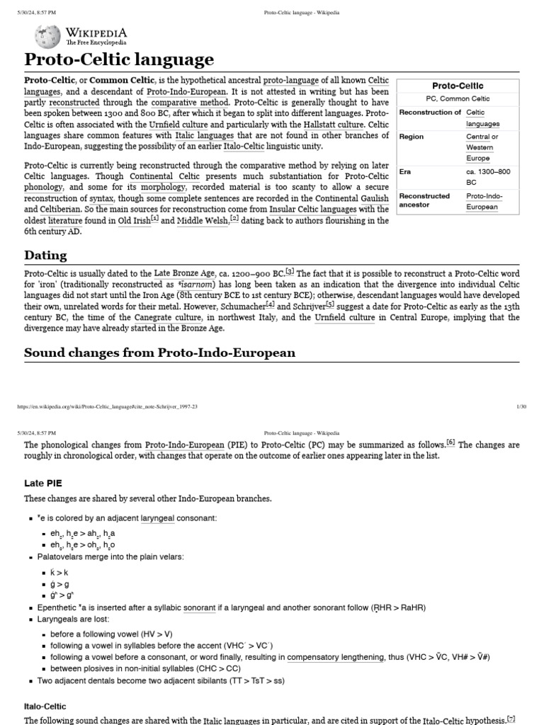 Proto-Celtic Language - Wikipedia | PDF | Grammatical Gender ...