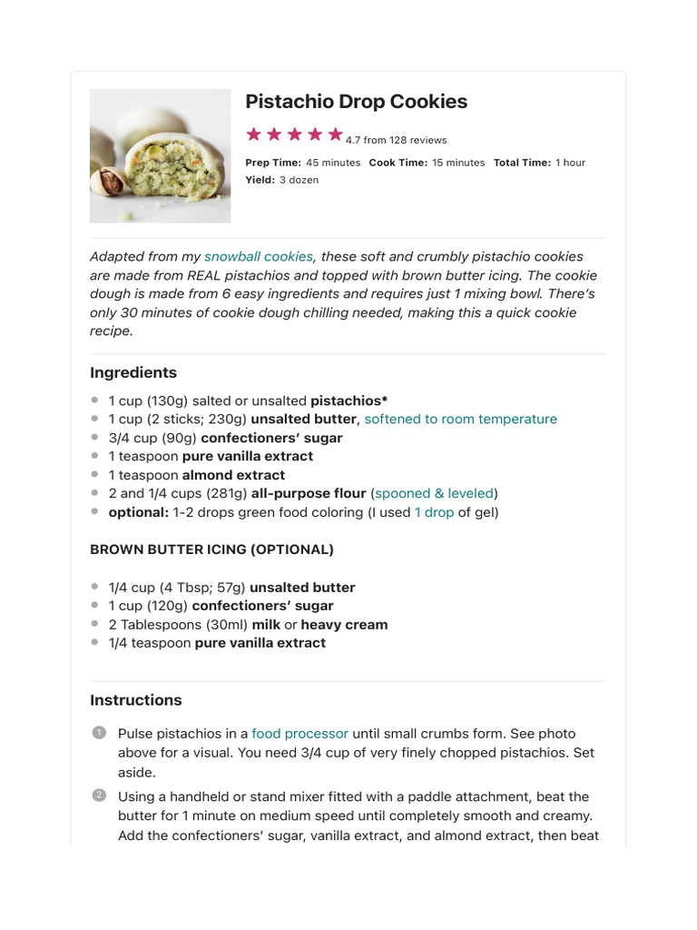Pistachio Drop Cookies - How To Make The BEST Pistachio Cookies ...