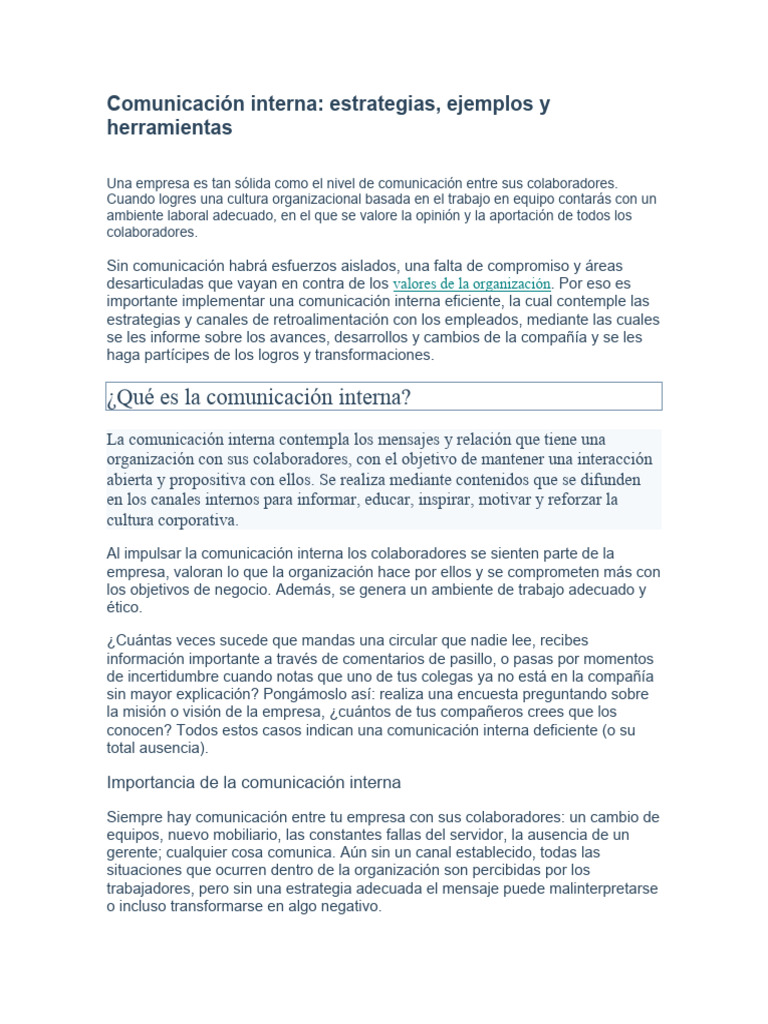 Comunicación Interna | PDF | Business | Comunicación