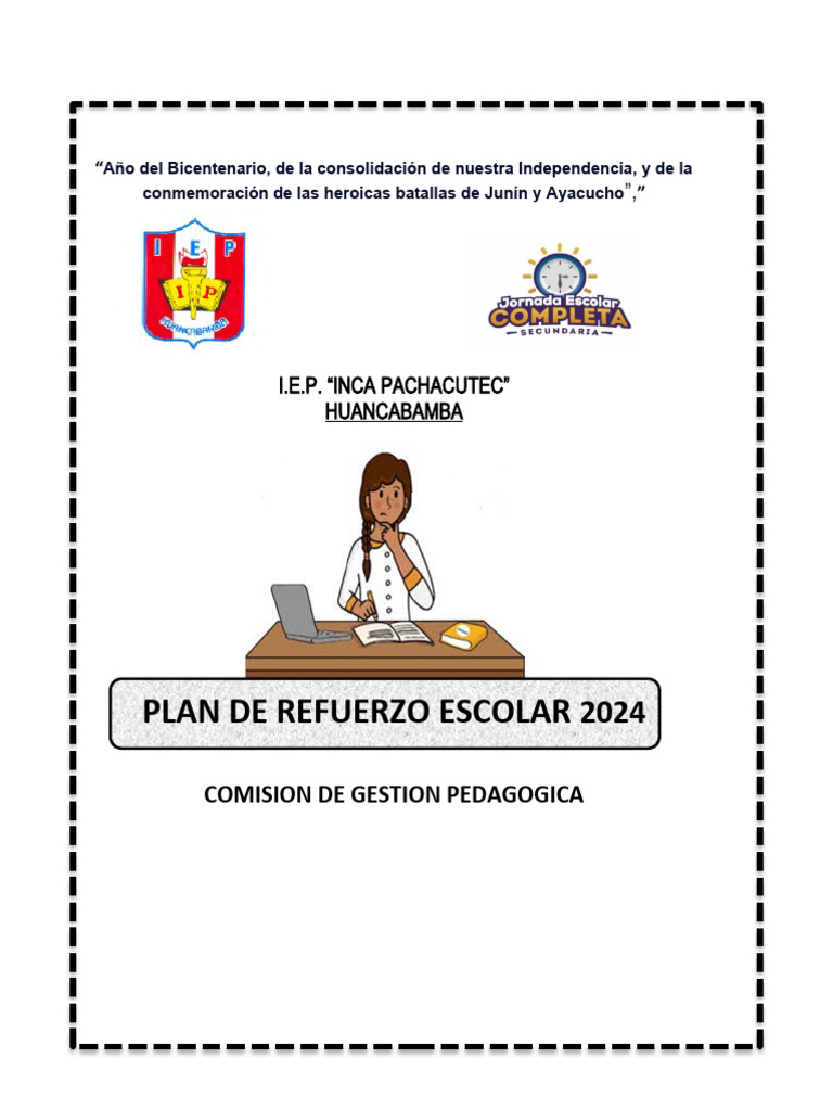 Plan de Refuerzo Escolar I.P. 2024 | PDF | Educación primaria | Evaluación