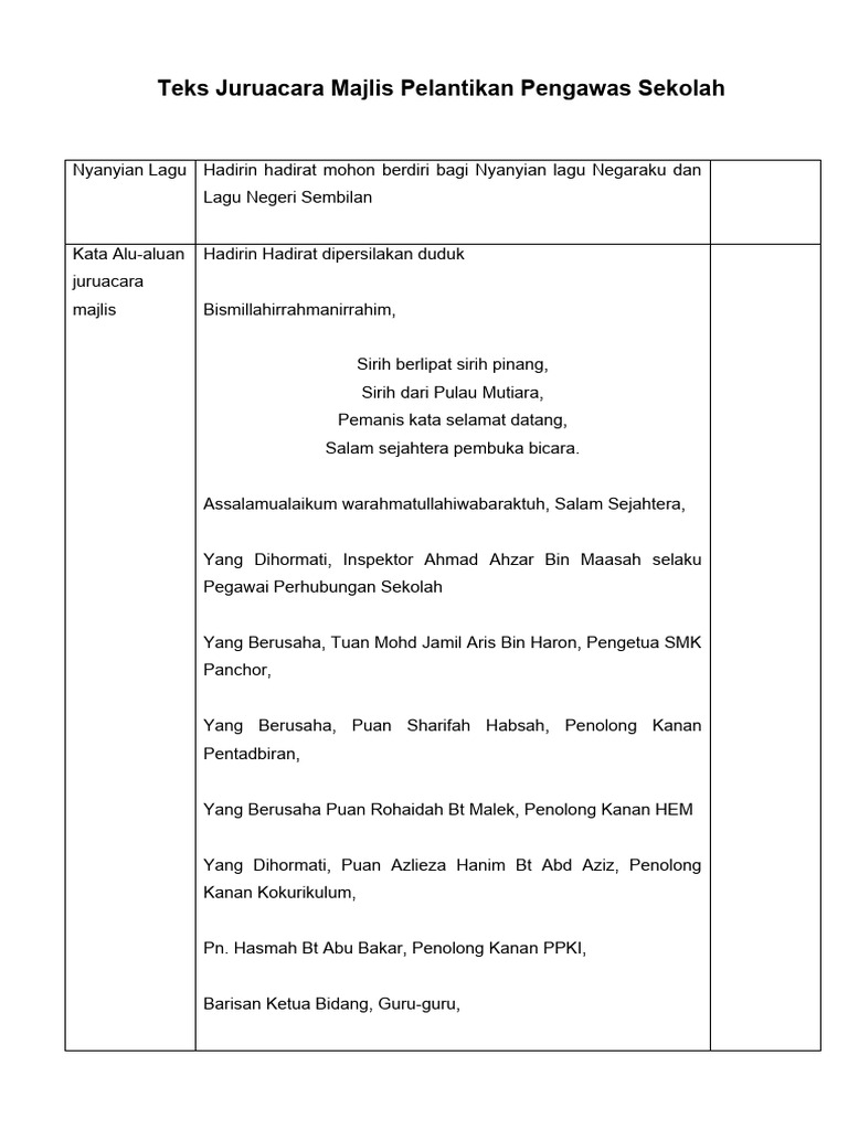 Teks Juruacara Majlis Pelantikan Pengawas | PDF