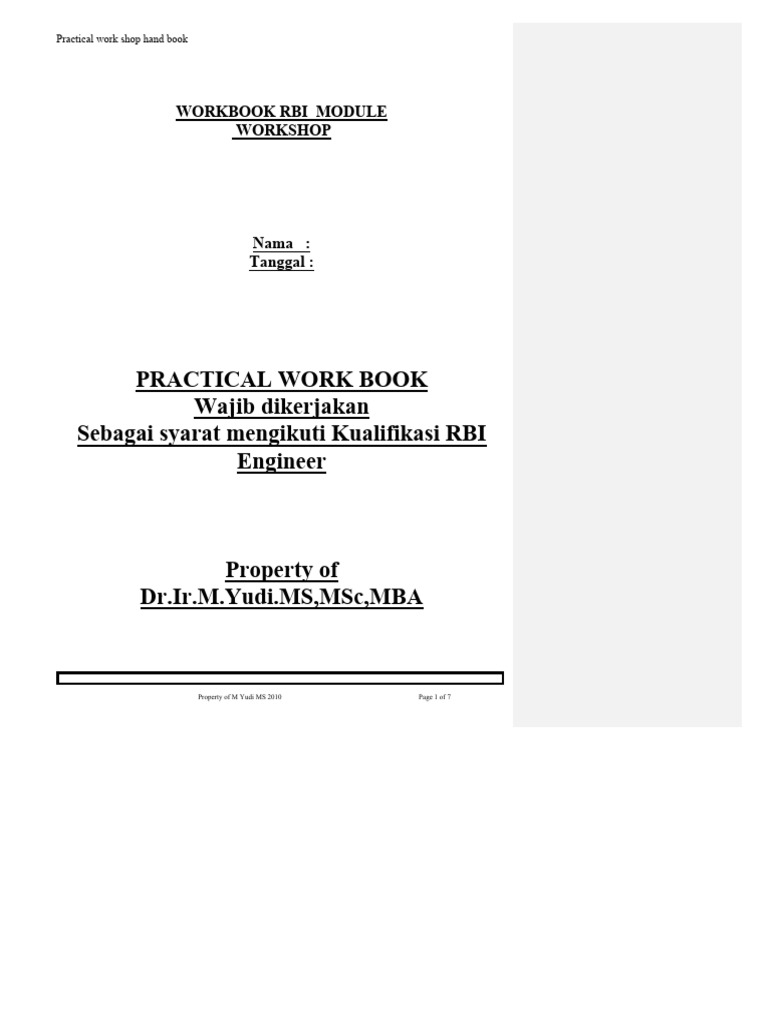 Modul 7. Workbook RBI PESERTA | PDF | Oil Refinery | Petroleum