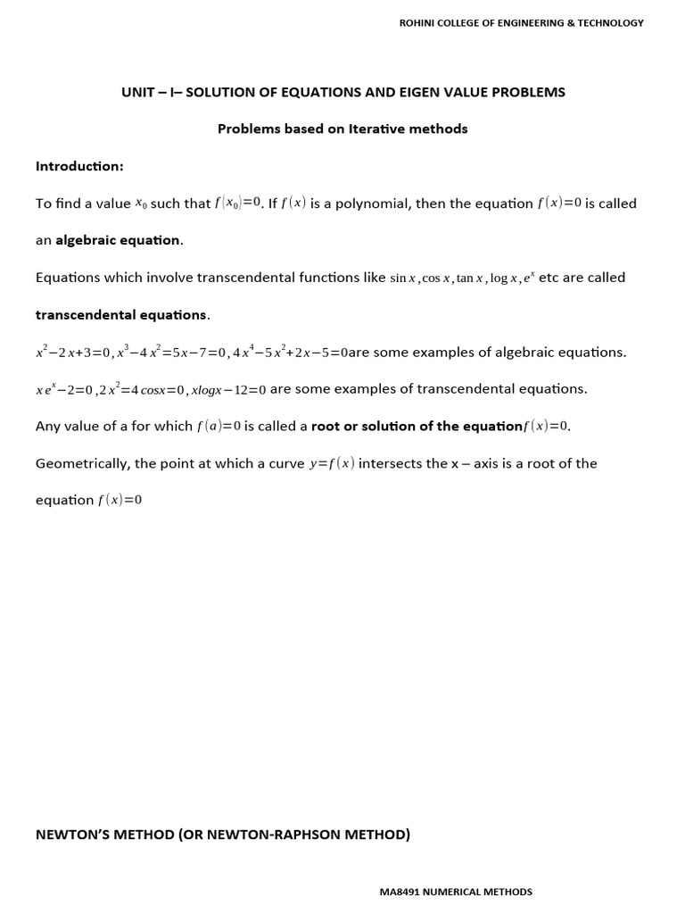 NM Uniti | PDF | Eigenvalues And Eigenvectors | Numerical Analysis