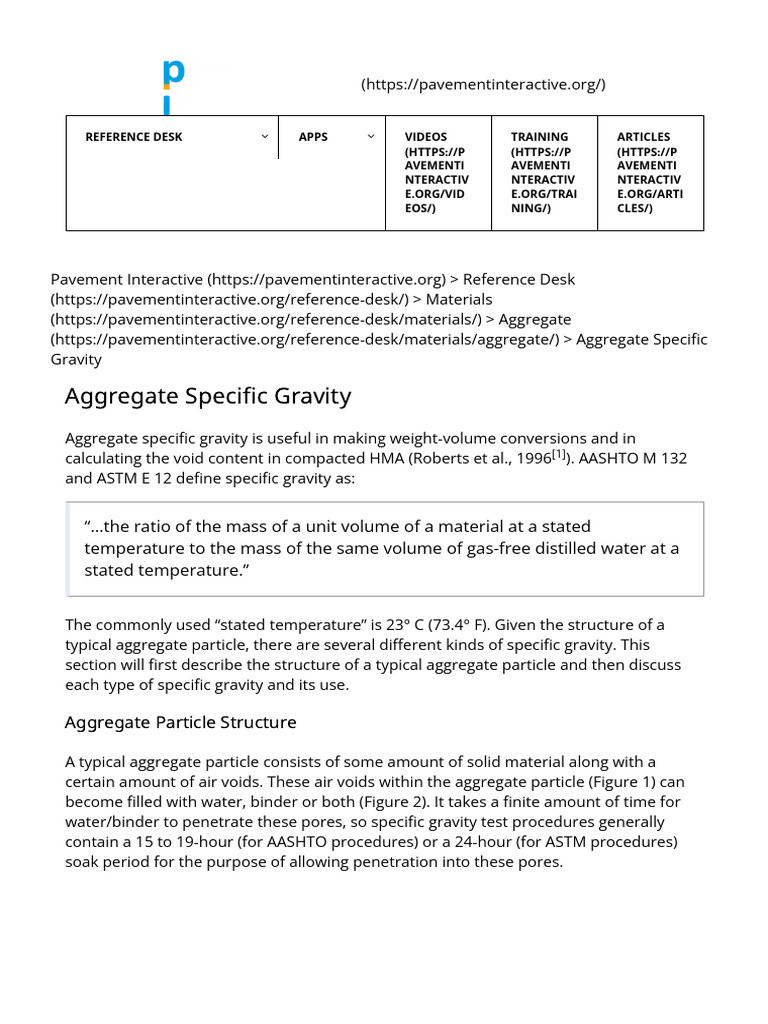 Aggregate Specific Gravity - Pavement Interactive | PDF | Applied And ...
