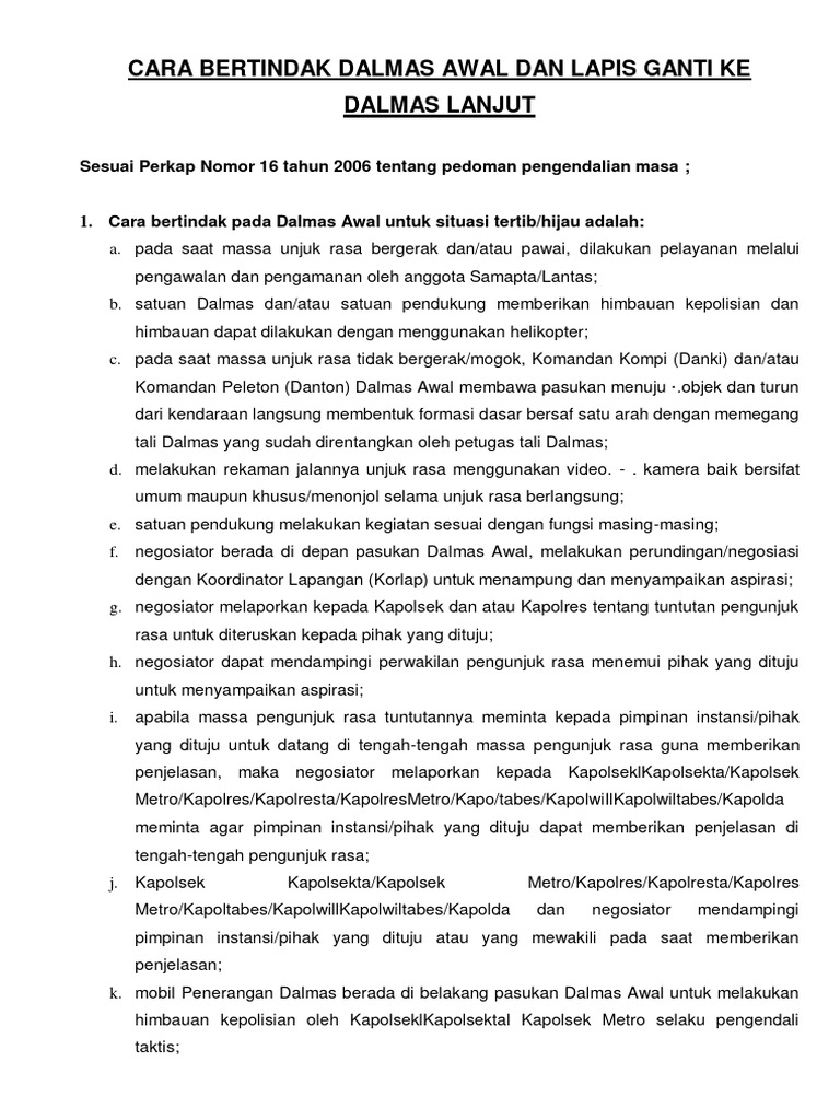 Prosedur Dalmas Awal dan Lanjut | PDF | Ilmu Sosial | Sejarah