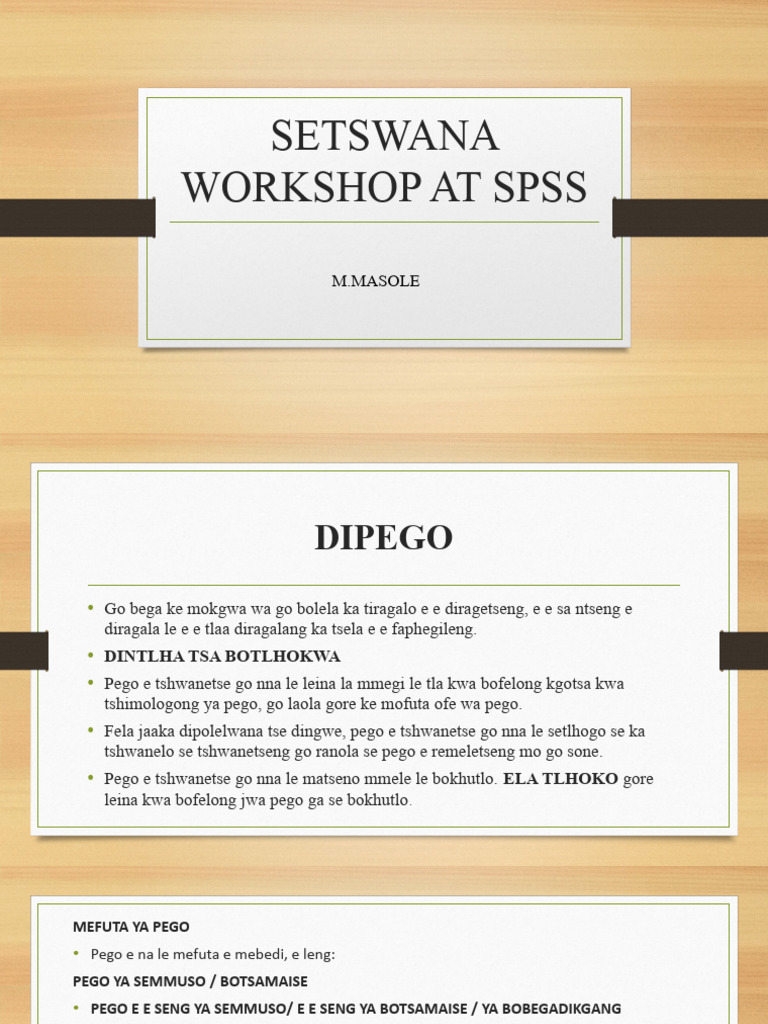 Setswana Workshop | PDF