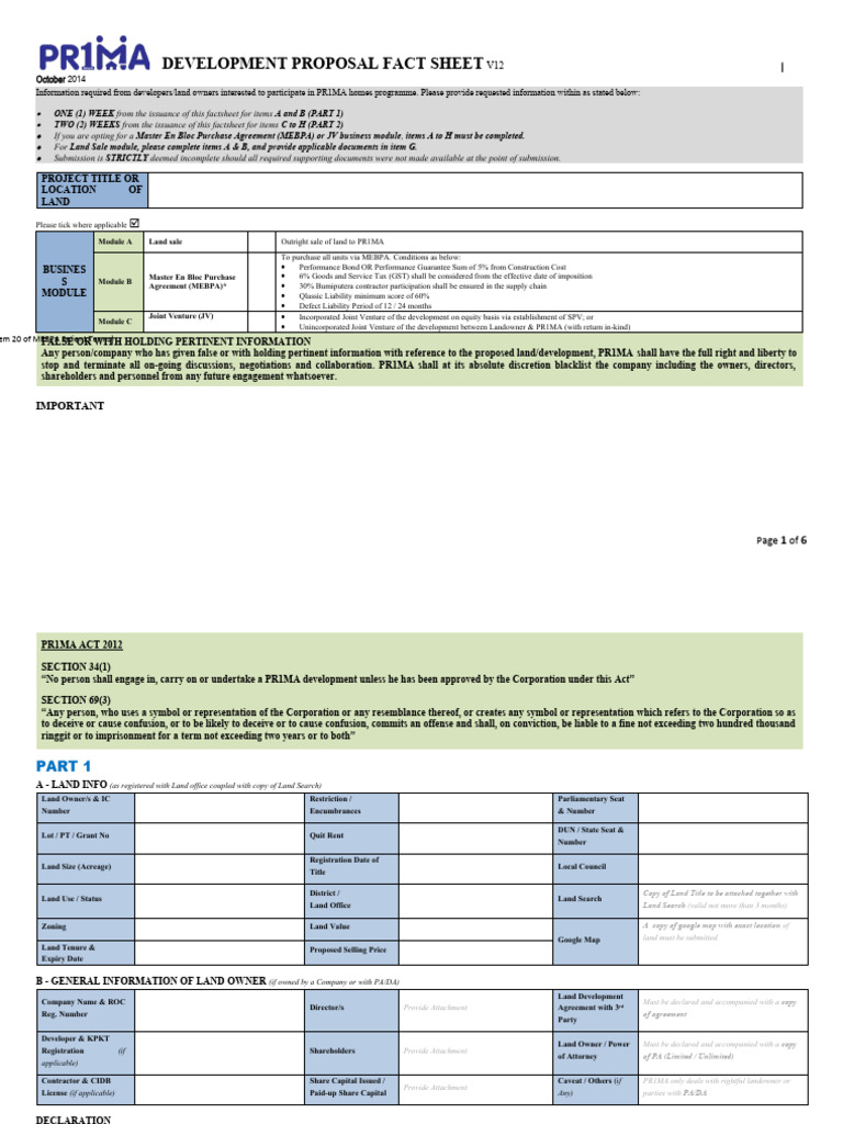 PR1MA Development Factsheet - V12 | PDF | Joint Venture | Business