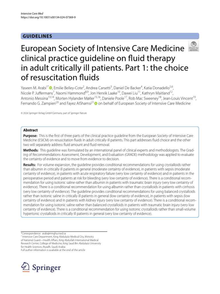 European Society of Intensive Care Medicine Clinical Practice Guideline ...