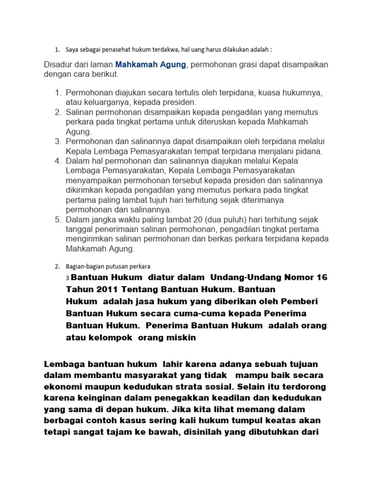 Prosedur Permohonan Grasi dan Bantuan Hukum | PDF | Hukum