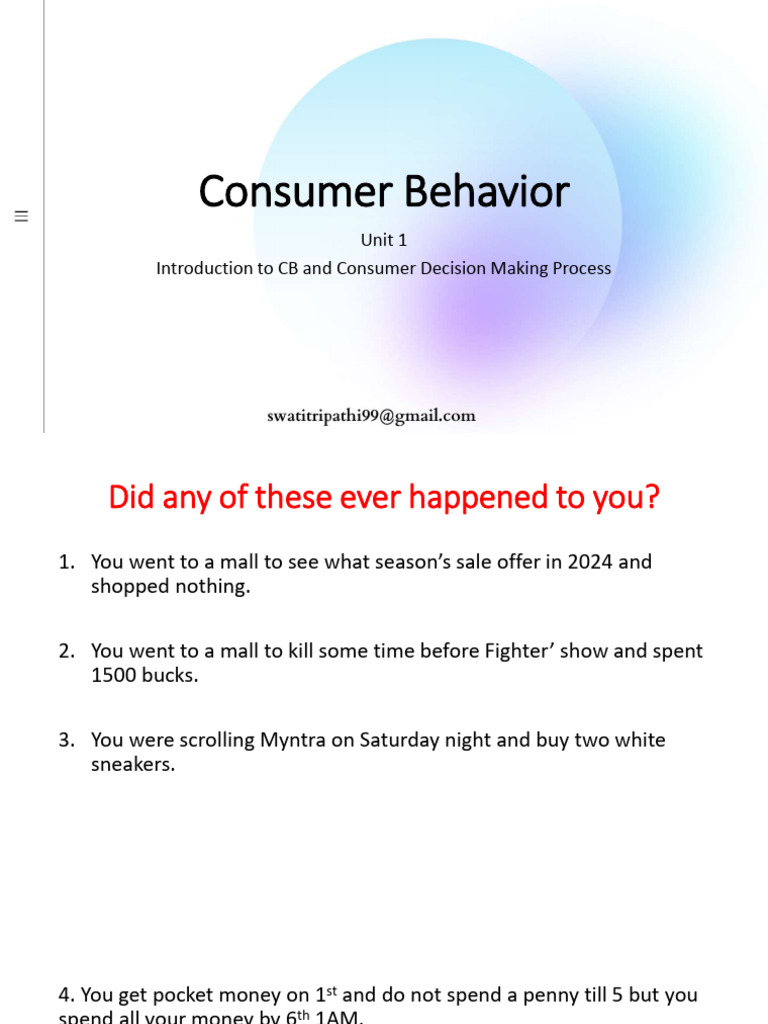 CB 1 | PDF | Consumer Behaviour | Behavior