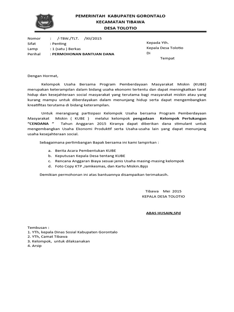 Proposal Bantuan Dana KUBE | PDF