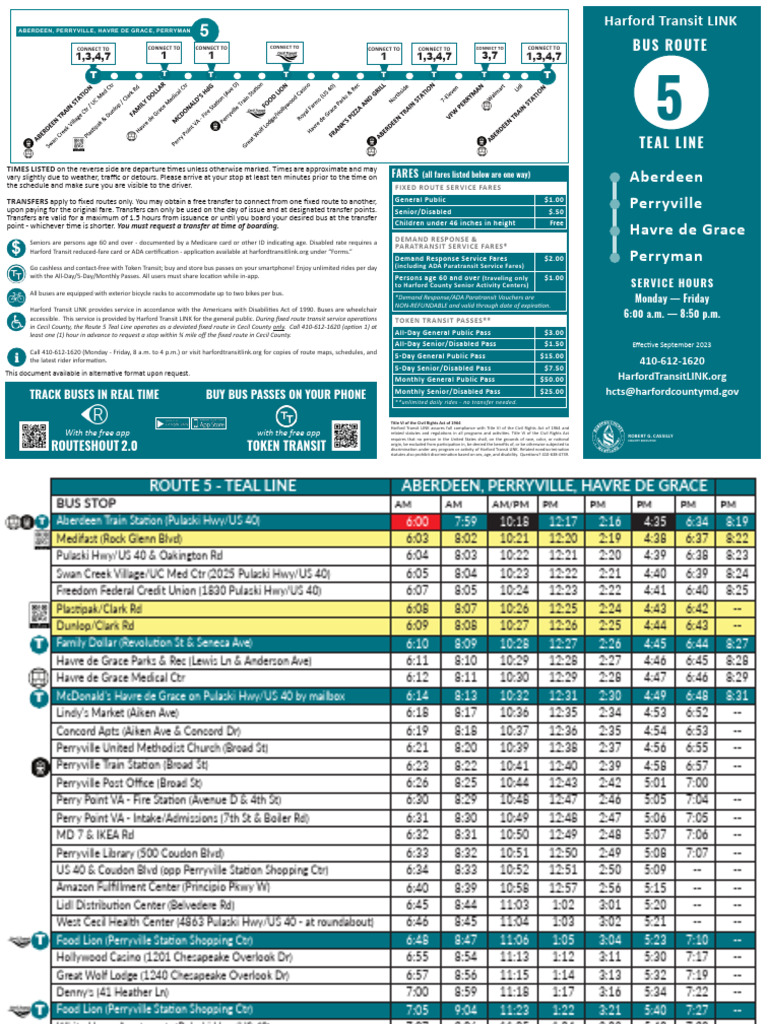 Harford Transit Teal Line Schedule | PDF | Public Transport | Transport