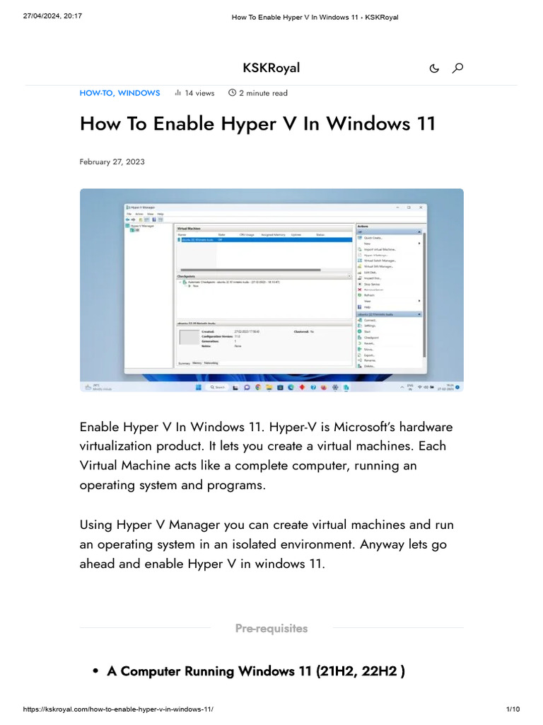 Enable Hyper-V on Windows 11 | PDF | Hyper V | Virtualization